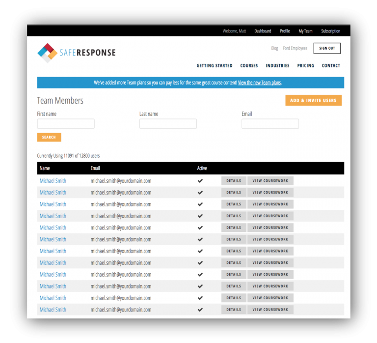 Course Features - SafeResponse