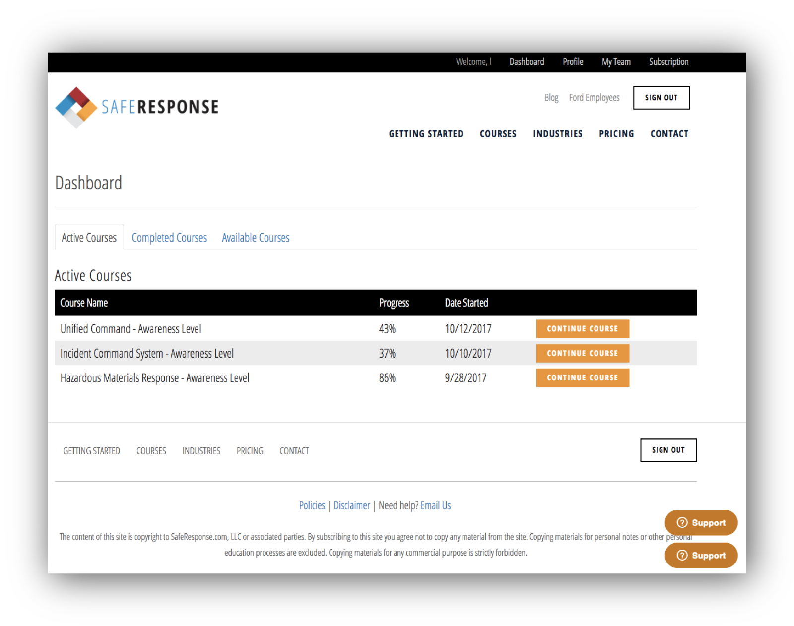 Course Features - SafeResponse